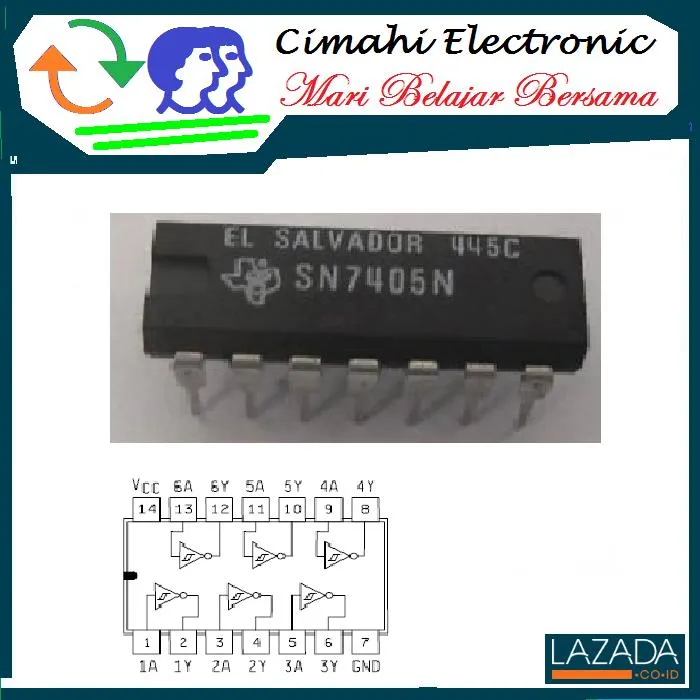 IC TTL 7405, 74LS05 HEX INVERTER with OPEN-COLLECTOR outputs | Lazada ...
