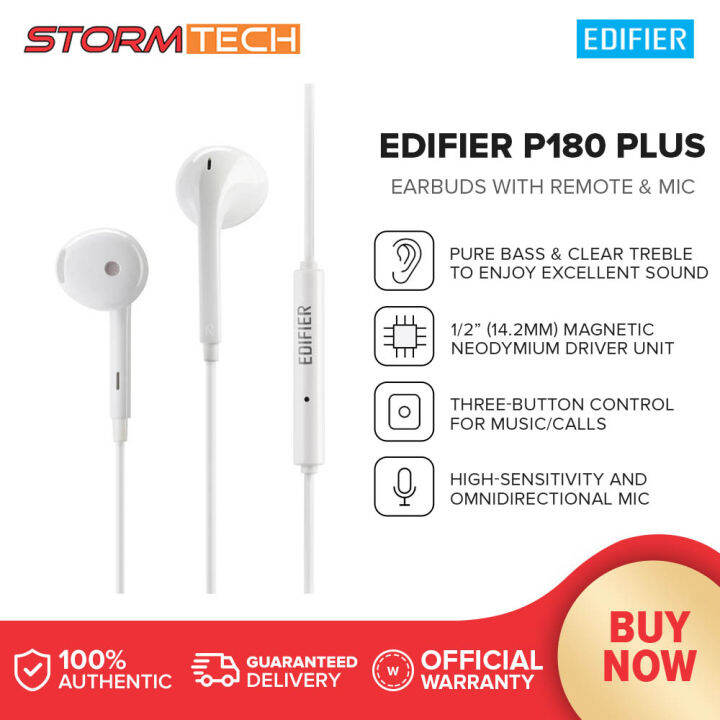 Edifier P180 Plus Earbuds with Remote and Mic Earphones | Integrated ...