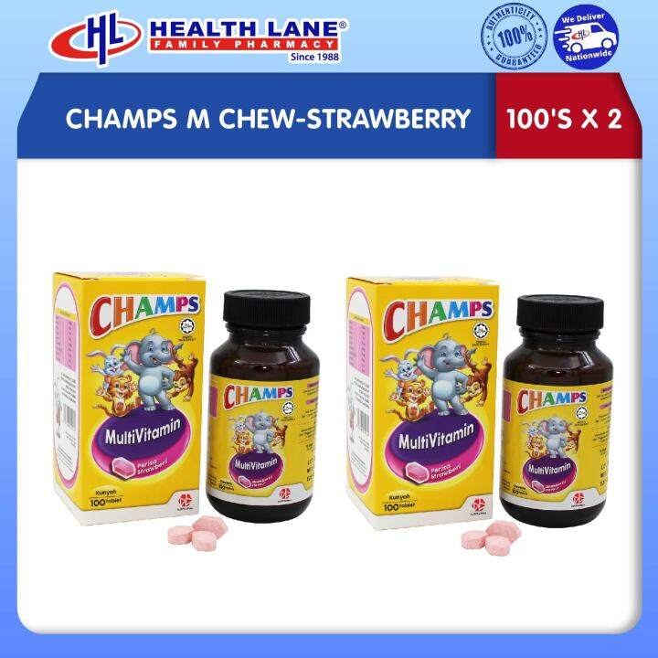 CHAMPS MULTIVITAMIN CHEWABLE -STRAWBERRY (100'SX2) | Lazada