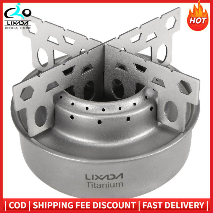 LIXADA Outdoor Camping Titanium Mini Al-cohol Stove with Cross Stand ...