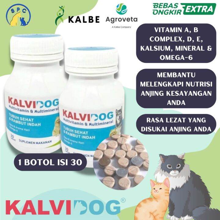 KALVIDOG 30 Tab Vitamin Anjing Vitamin Bulu Kulit Sistem Imun Rasa ...