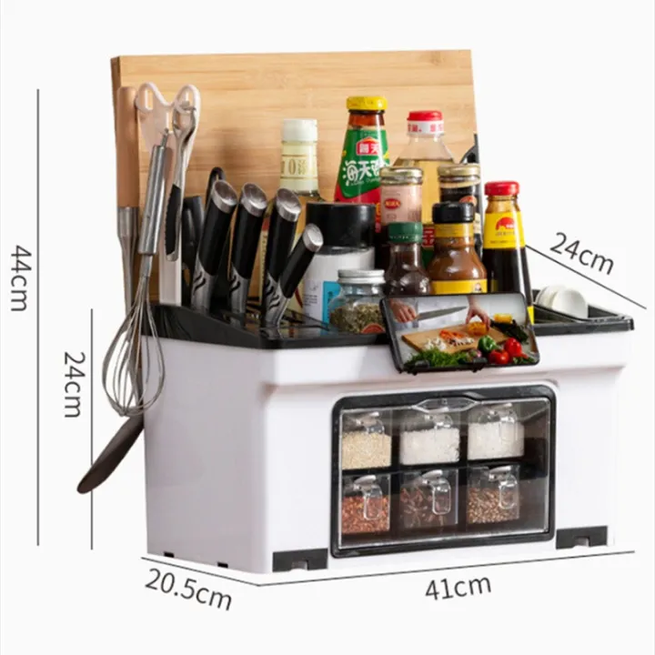 Container Seasoning Box Kitchen Condiment Supplies Storage Shelf Rack ...