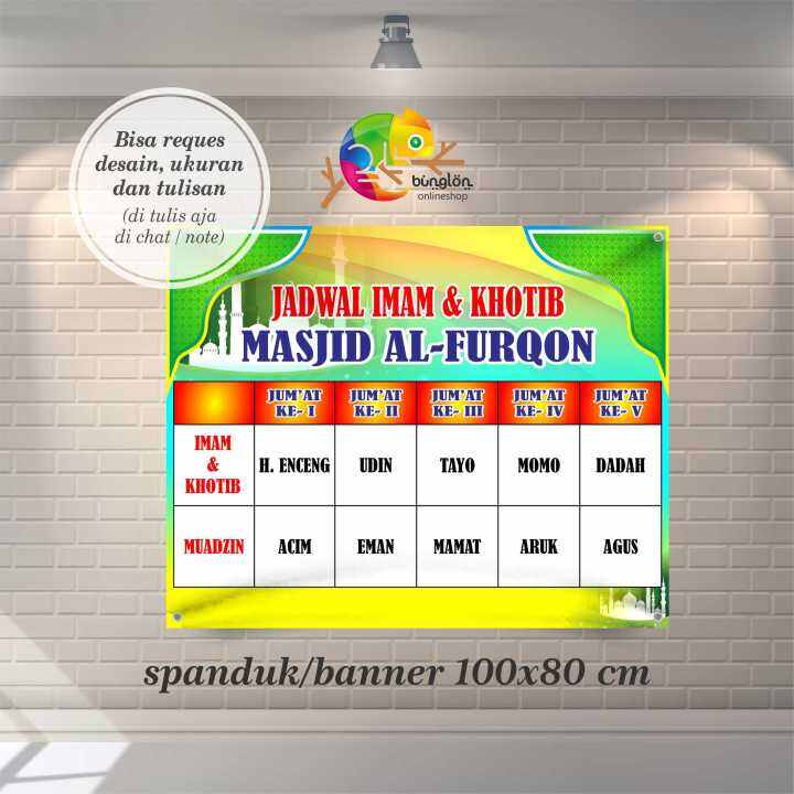 Spanduk, Banner Jadwal Imam, Khotib, Spanduk Struktur DKM Masjid ...