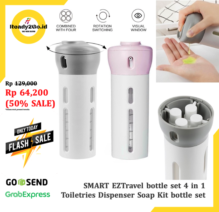 SMART EZ-Travel Toiletries Dispenser Soap Kit bottle set 4in1 Travel ...