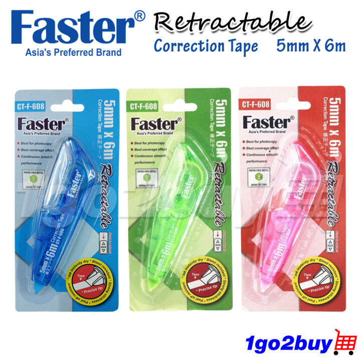 Faster Correction Tape Retractable 6m x 5mm CT-F-608 | Lazada