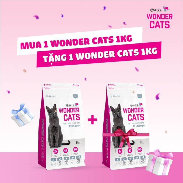 [1KG] MUA 1 TẶNG 1 WONDER CATS - Thức ăn cho mèo mọi lứa tuổi nhập khẩu ...