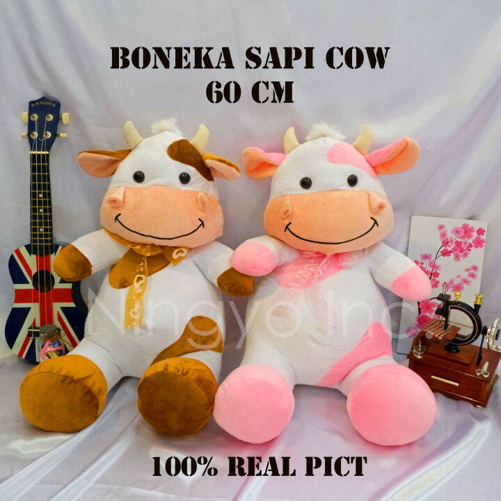BONEKA SAPI COW KARAKTER HEWAN BINATANG DUDUK SITTING BESAR 60 CM PINK ...