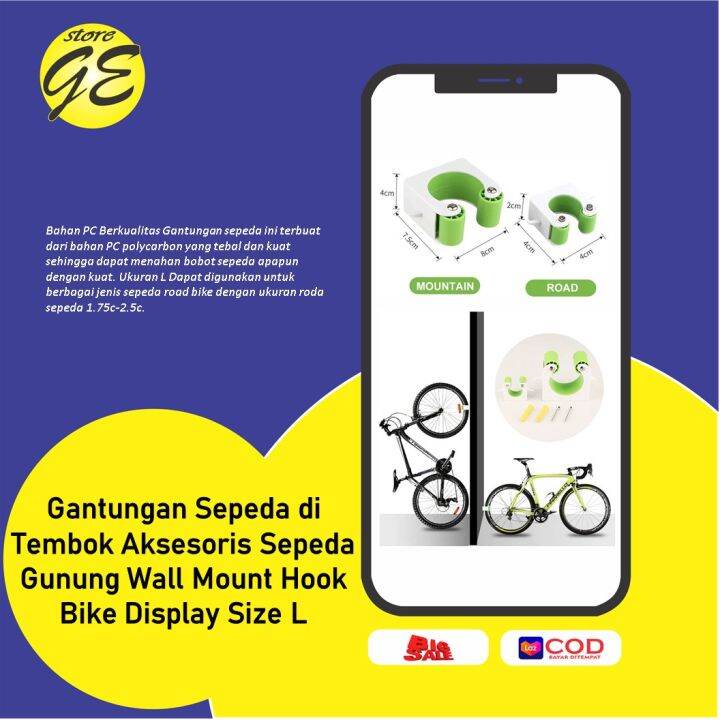 Gantungan Sepeda di Tembok Aksesoris Sepeda Gunung Wall Mount Hook Bike ...
