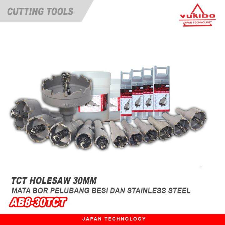 Mata Bor Besi Baja Asli Set Bulat Hole Saw YUKIDO TCT 30 MM - Melubangi ...