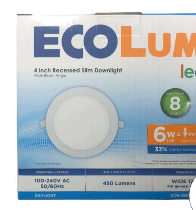 Ecolum Recessed Slim LED Downlight 6W 4 inches | Lazada PH