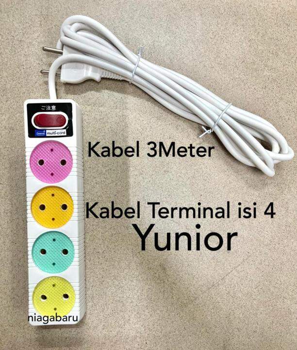 Stop kontak kabel YUNIOR 3M 4 Lubang terminal kuningan sni Yunior ...