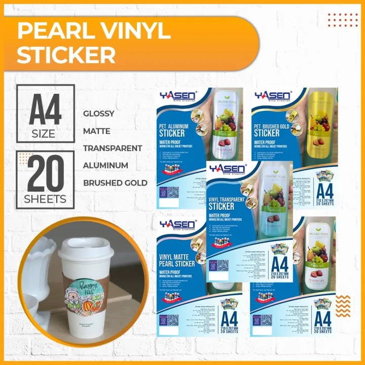 Vinyl Inkjet Sticker A4 Size 150GSM 20 Sheets GlossyMatte Transparent ...