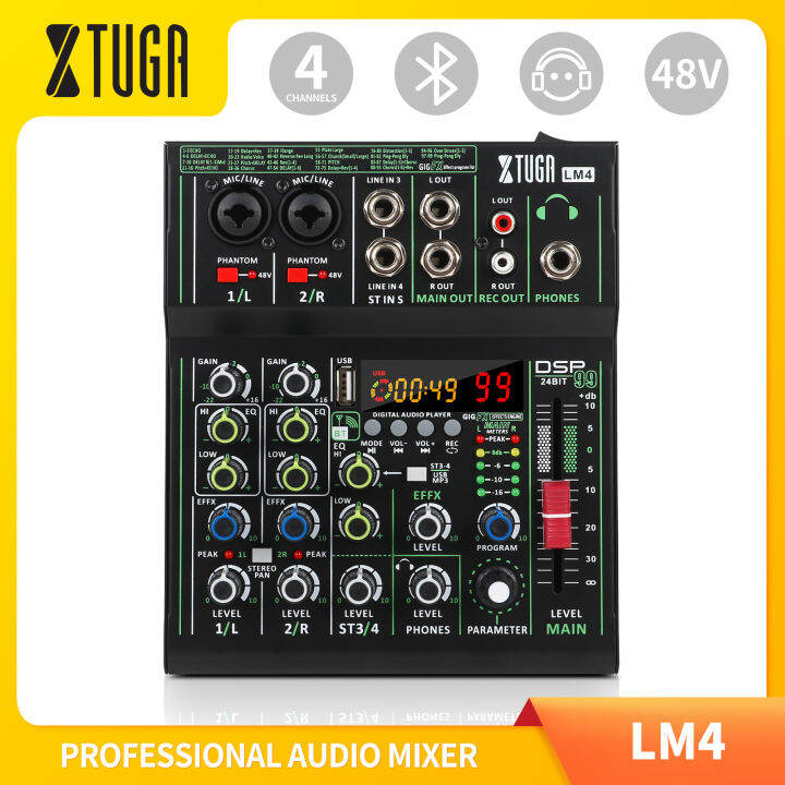 XTUGA 4 Channel Audio Mixer LM4 Portable Mini Sound Mixing Console With ...