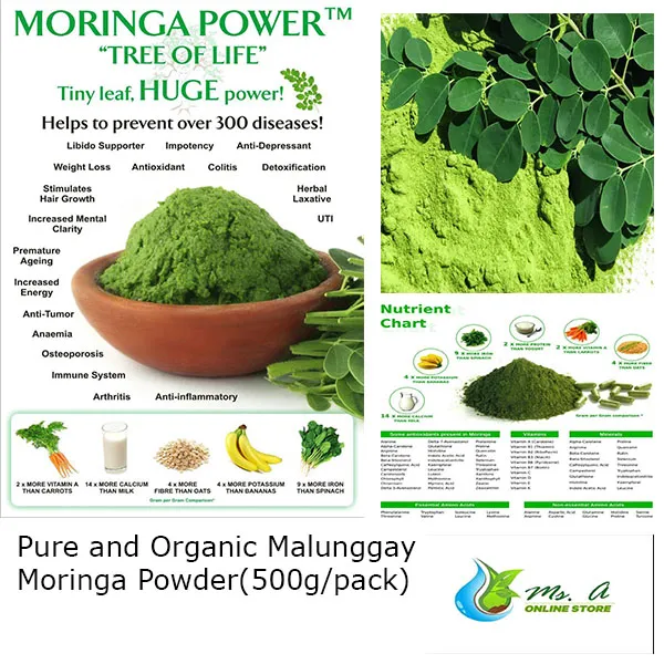 PURE AND ORGANIC MALUNGGAY/MORINGA POWDER (500G/PACK)by MS.A.Online ...