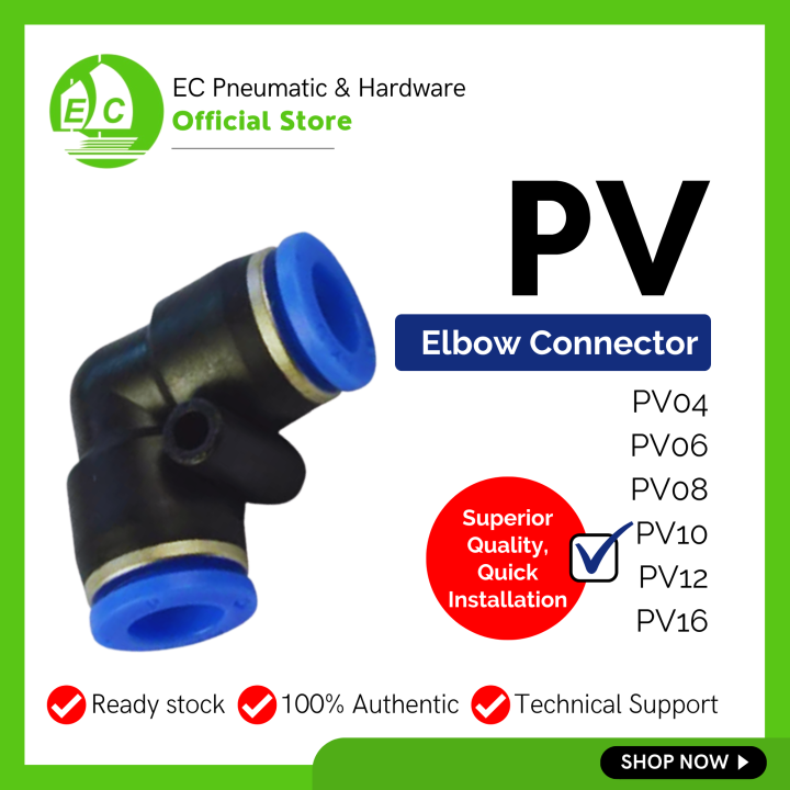 PV Elbow Connector Fitting L Shape Connector Push In Pneumatic Fitting Elbow Quick Joint Fitting ...