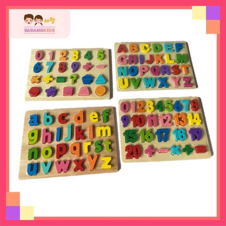 (MINOR DEFECT) Kids Wooden ABC Alphabet Number Shape Montessori ...