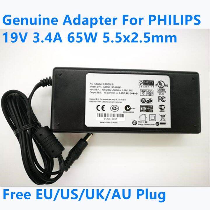 2ปีของแท้19V 3.4A 65W AS650 190 AB340 ADS 65LSI 19 1 19065G อะแดปเตอร์ ...