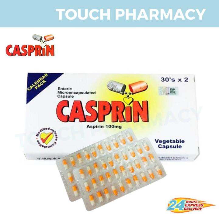 CASPRIN ASPIRIN 100MG Vege Capsules Enteric Coated (30's/STRIP / 60's ...