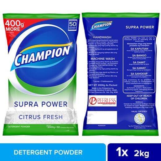 Champion Laundry Powder Detergent Natural Citrus Fresh 2KG | Lazada PH