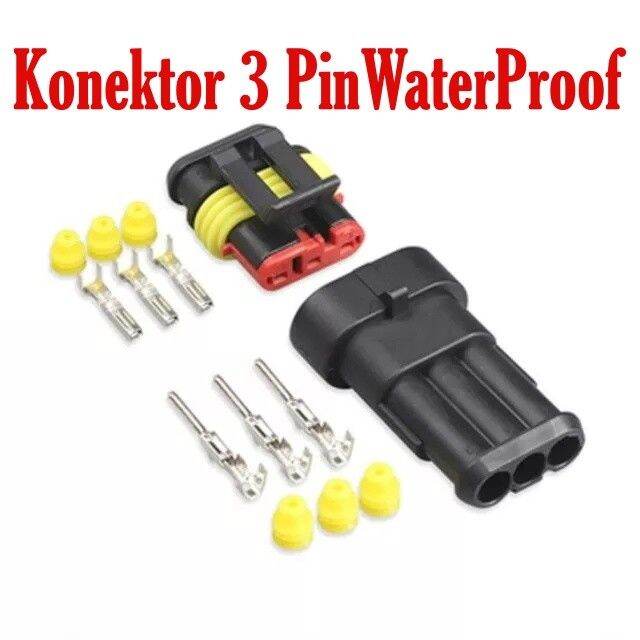 konektor waterproof 3 pin socket connector kabel tahan air | Lazada ...