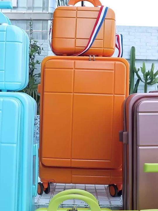 New Candy-colored Luggage with Front Opening Female Pas Luggage Student ...