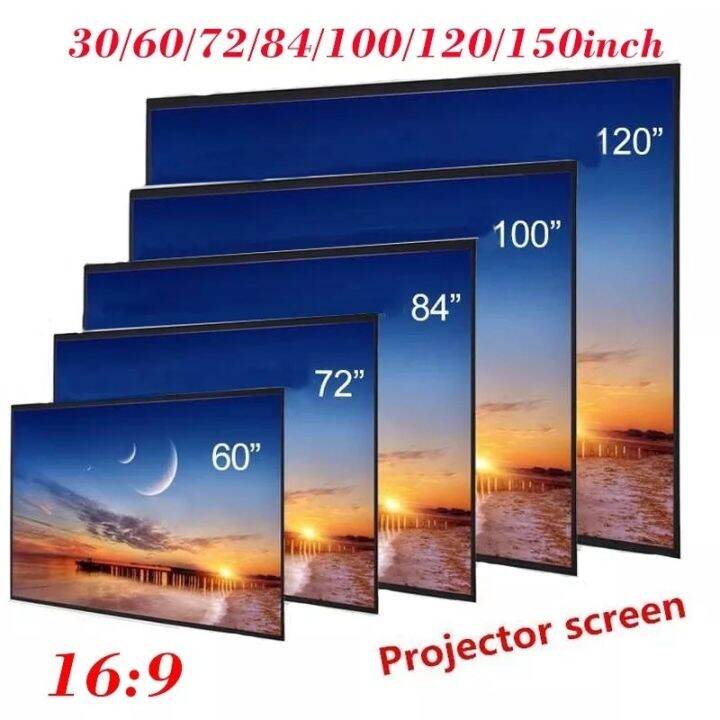 Projector Screen 70/100/120 inch 16:9 HD Foldable Portable Projection ...