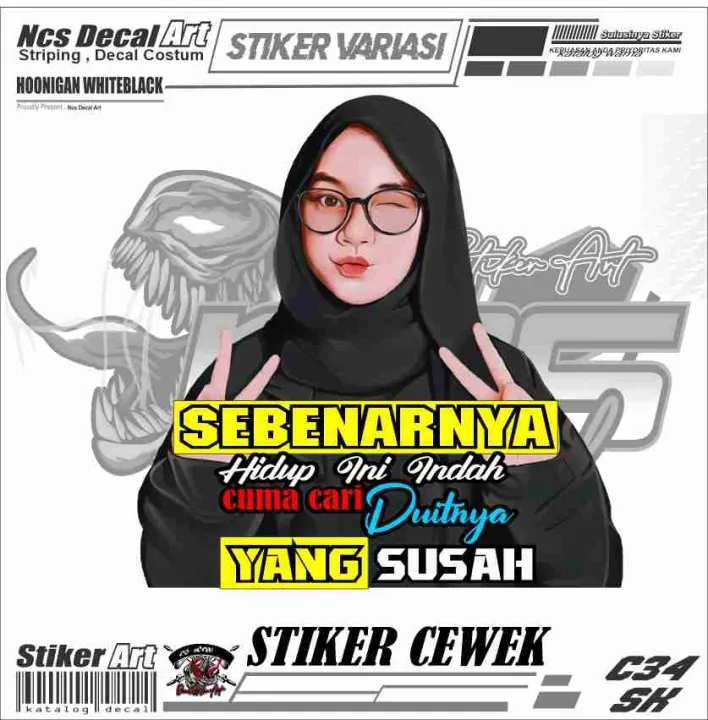 stiker mobil decal gambar cewek keren / sticker motor cewek vektor ...