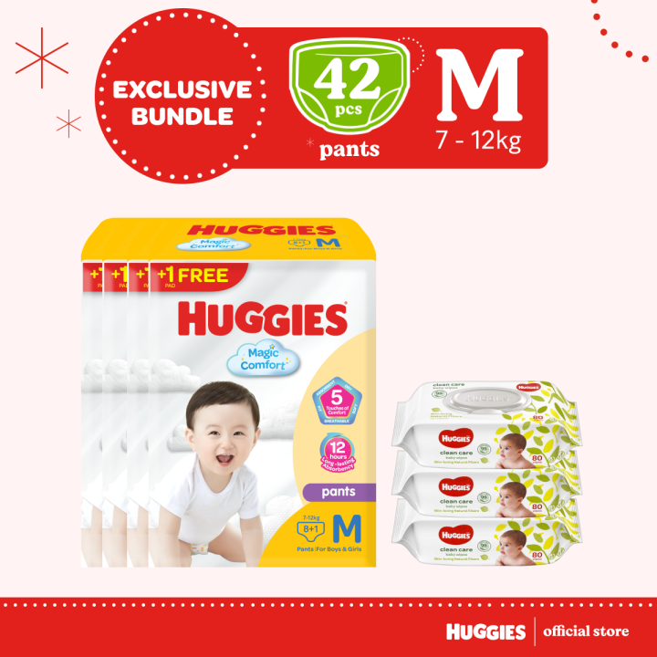 [EXCLUSIVE BUNDLE] Huggies Magic Comfort Pants Medium - 42 pcs and ...