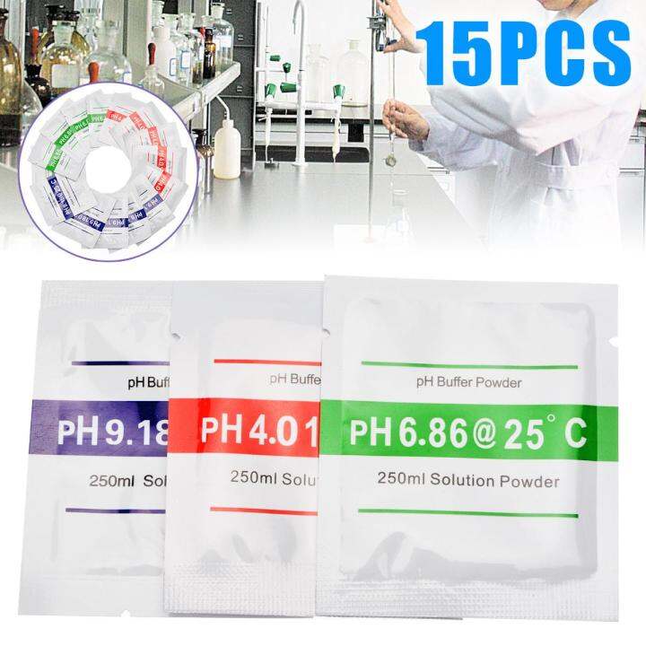 idealhere 15Pcs PH Meter Buffer Solution Powder 250ml Calibration Water ...