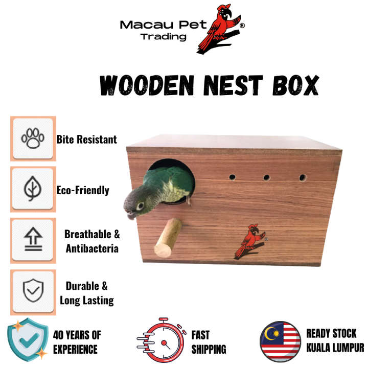 MPT Wooden Bird Nest Box Parrot Nest Box Bird House Nest Parrot House ...