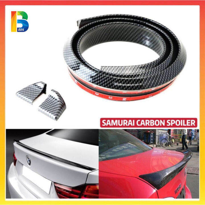 CARBON SAMURAI RUBBER SPOILER 57INCH*35MM/45MM Rear Bonnet Rubber Black ...