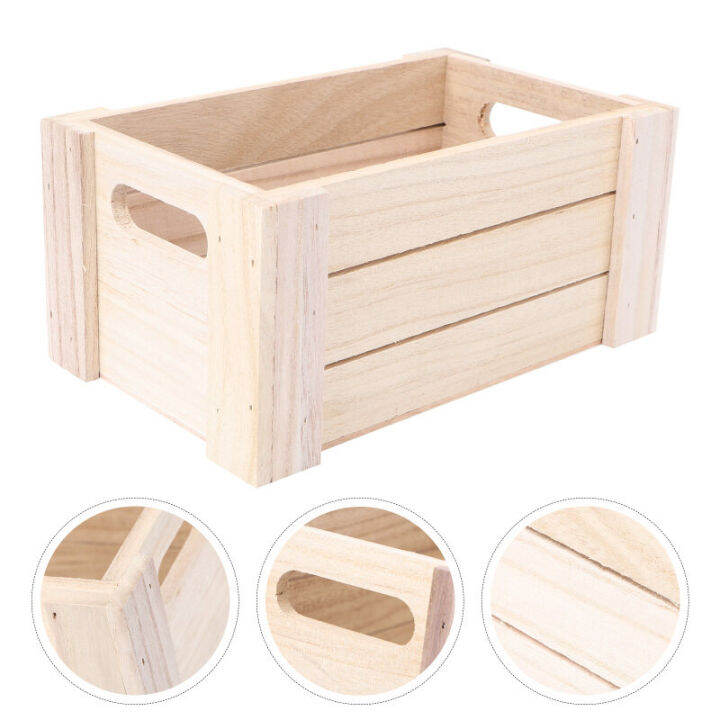 NICERIO Blank Fruit Box Organizer Wooden Storage Container Crate Rustic ...