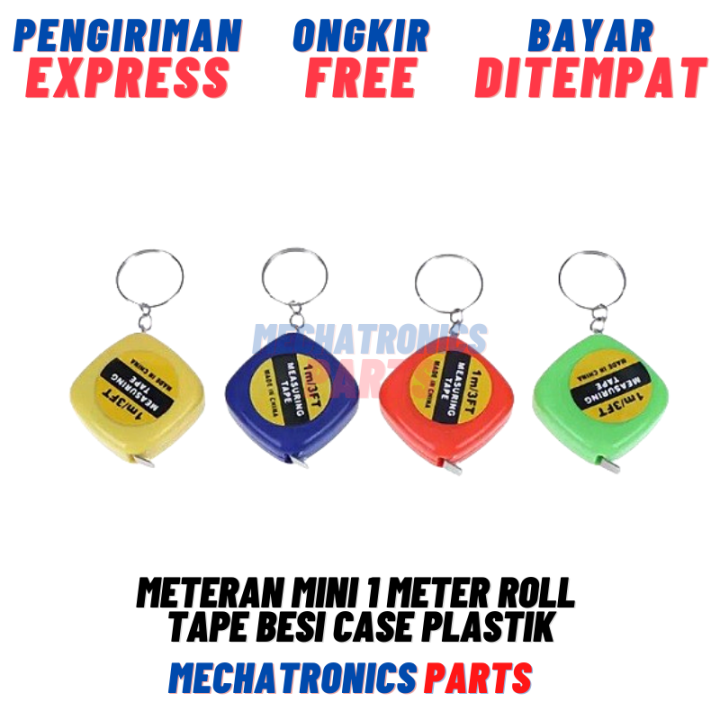 Meteran Mini 1 Meter Roll Tape Besi Case Plastik Gantungan Kunci ...