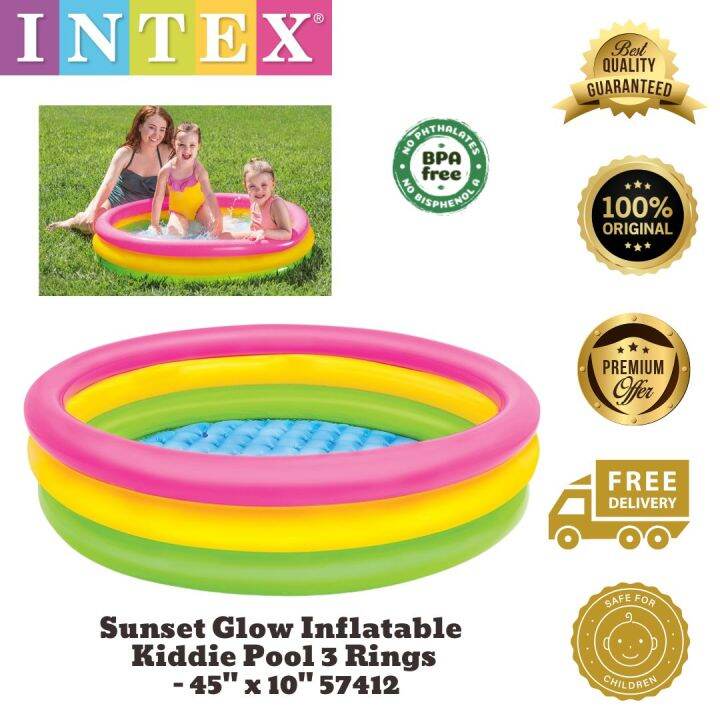 57412 INTEX Sunset Glow Pool (131 Litre)- Kids swimming pool, kolam ...