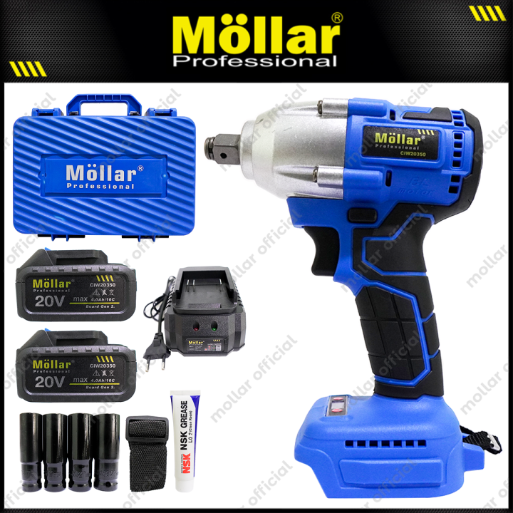 MOLLAR CIW20350 Alat Pembuka Baut Mobil 20V Bor Cordless Impact Wrench ...