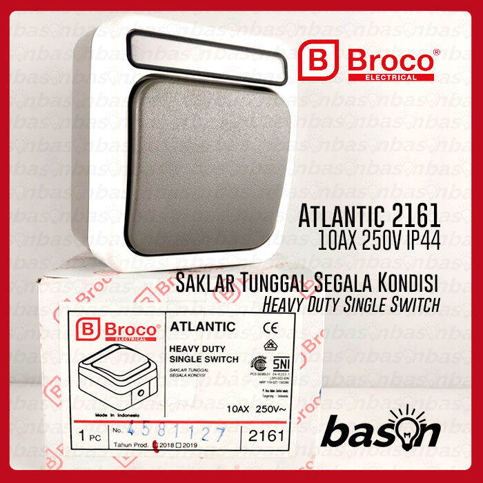 BROCO Atlantic 2161 Saklar Tunggal Outbow IP44 - Single Switch 1 Gang 1 ...