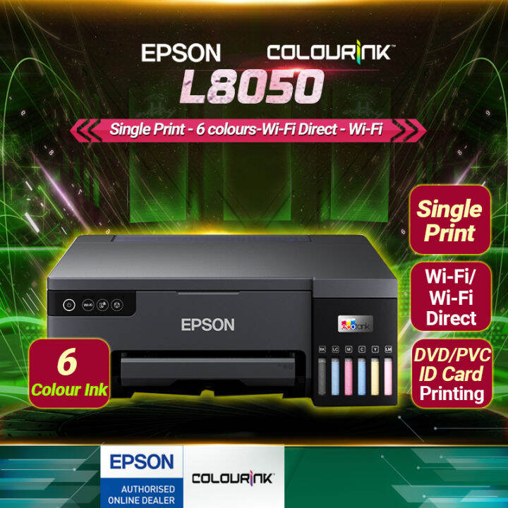 Epson EcoTank L8050 Ink Tank A4 Colour Printer Mobile Print Wi-Fi ID card Photo Print Borderless ...