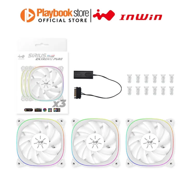 InWin Sirius Extreme Pure ASE120P ARGB Triple Pack Chassis Fan White ...
