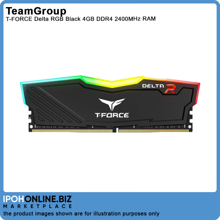 TeamGroup T-FORCE Delta RGB Black 4GB DDR4 2400 PC4 19200 UDIMM Desktop ...