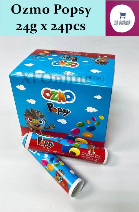 [1 box] OZMO Popsy Colored Sugar Coated Milk Chocolate Dragee 24g x 24pcs | Lazada