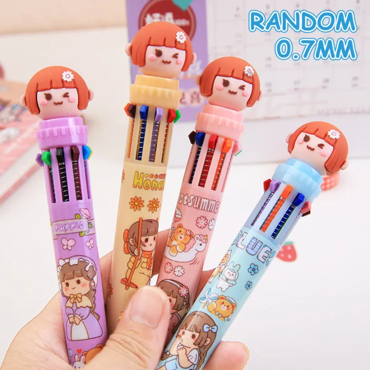 LSHUO Cute Cartoon Girls Gel Pen Sweetheart Girl Ten Color Ball Pen ...