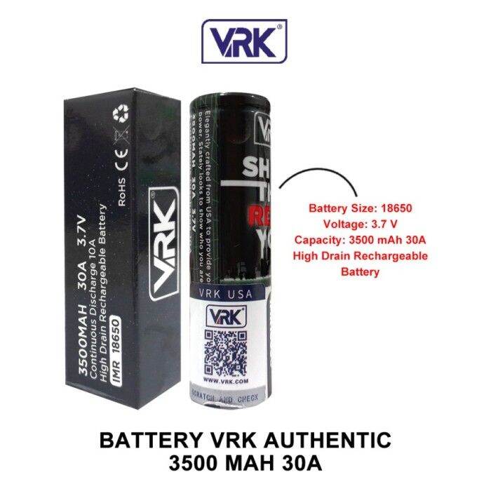 BATTERY VRK 18650 3500MAH 3,7V 30 A BATERAI BATERE BATRE VRK 3500 MAH | Lazada Indonesia