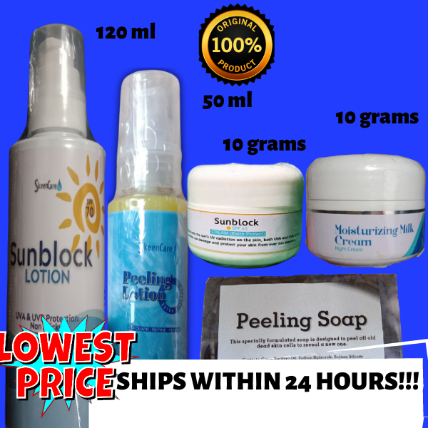 Skeen Care Sunblock Cream 10g, Moisturizing Cream 10g, Peeling Lotion ...