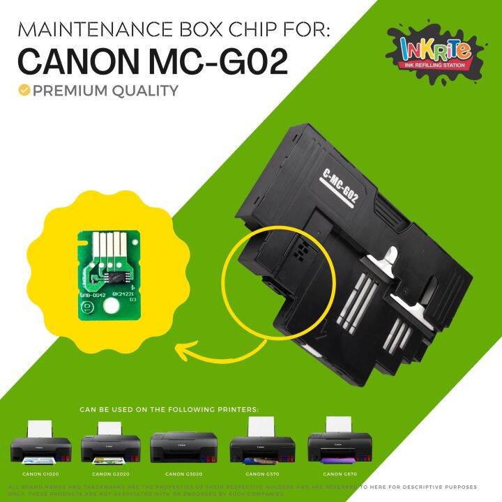 Inkrite MC-G02 Maintenance Box Chip for Canon G1020 G2020 G3020 G570 ...