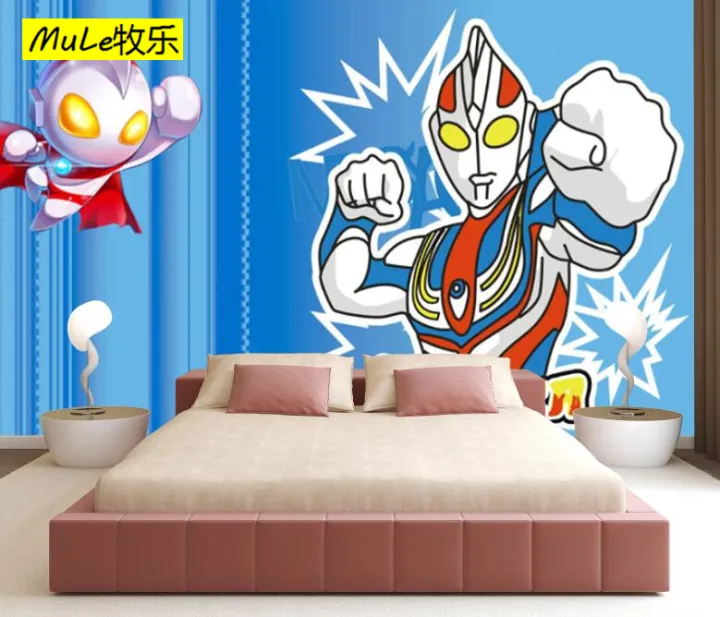 8dCartoon Children's Room Wallpaper Superman Ultraman Wallpaper Boys ...