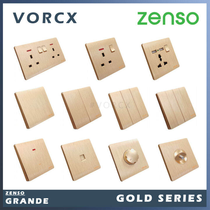 Zenso Grande Series Switches & Sockets Gold | Lazada