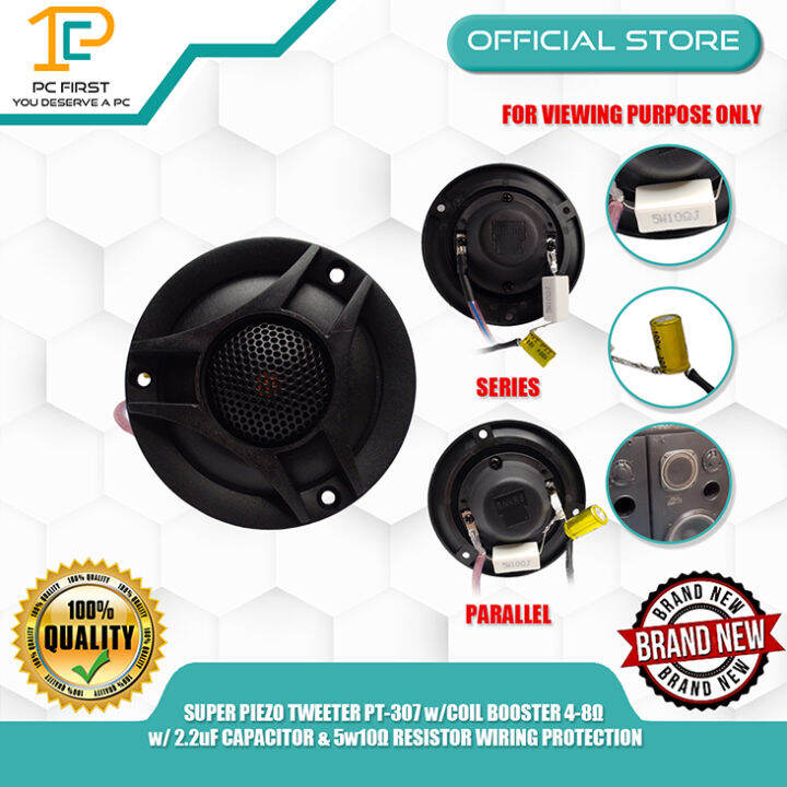 PC FIRST SUPER PIEZO TWEETER PT-307 w/COIL BOOSTER 4-8Ω w/ 2.2uF ...