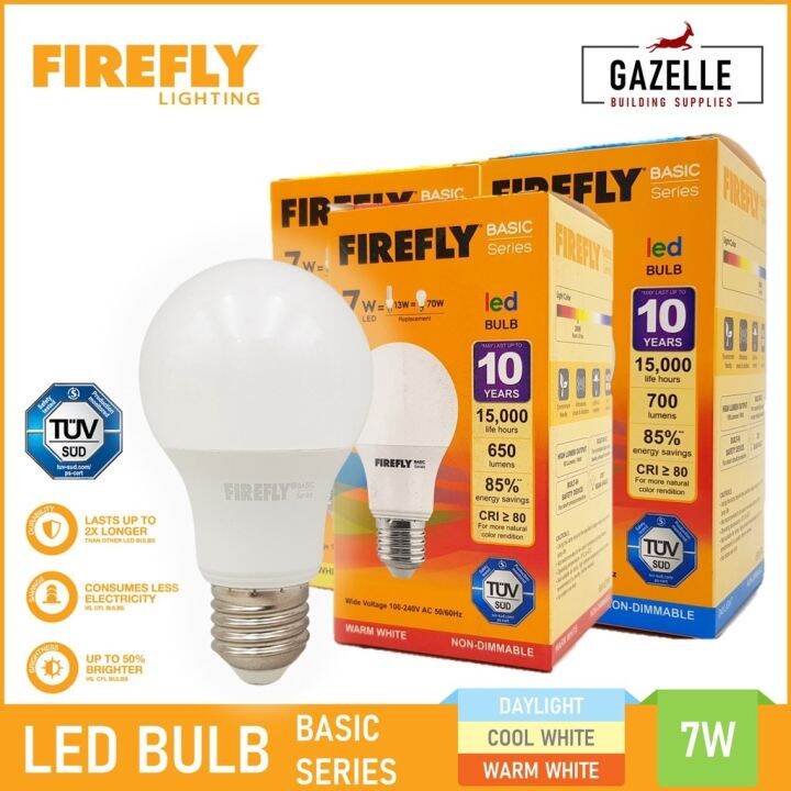 Firefly Basic Series LED A Light Bulb - 7 Watts Daylight / Cool White ...