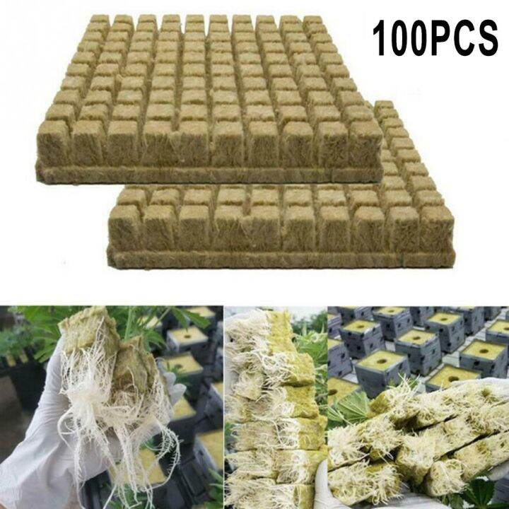 50/100x Garden Seed-Starter Plugs Hydroponic Cubes Rock Wool Grow Media ...