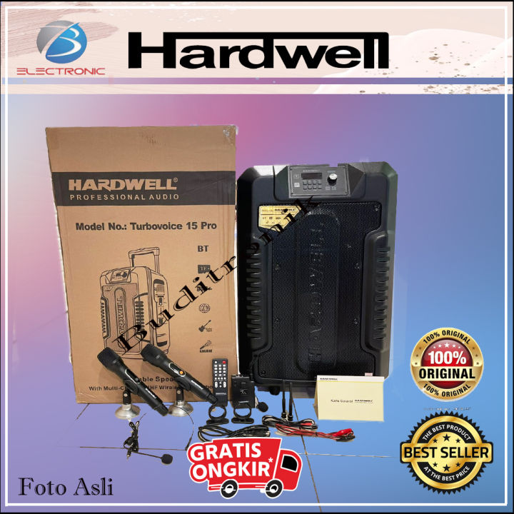Speaker Portable Hardwell Turbovoice 15 Pro Original 15 Inch Bluetooth